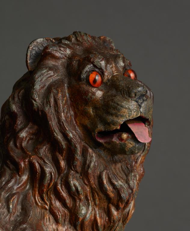 Small Animated Lion Desk Clock, circa 1880 For Sale at 1stDibs