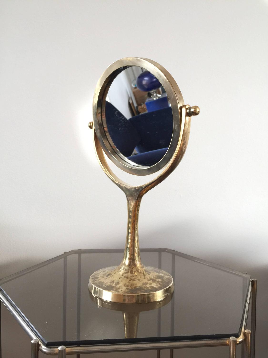 Exceptional Petite Vanity "psyché" Mirror in Brass, France, 1960s For ...