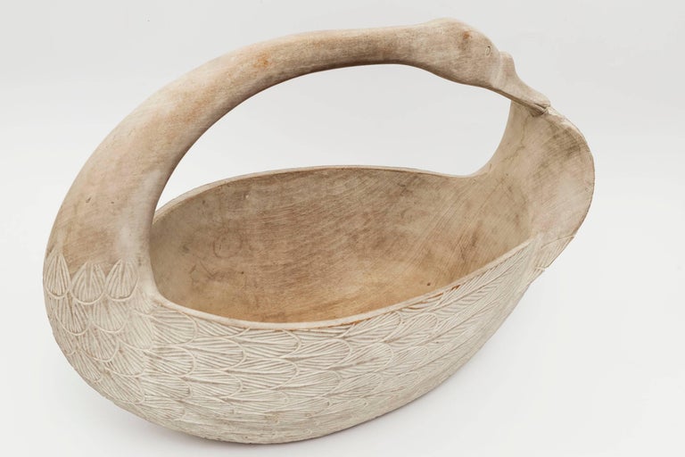 Carved Wooden Swan Basket at 1stDibs | carved wooden basket