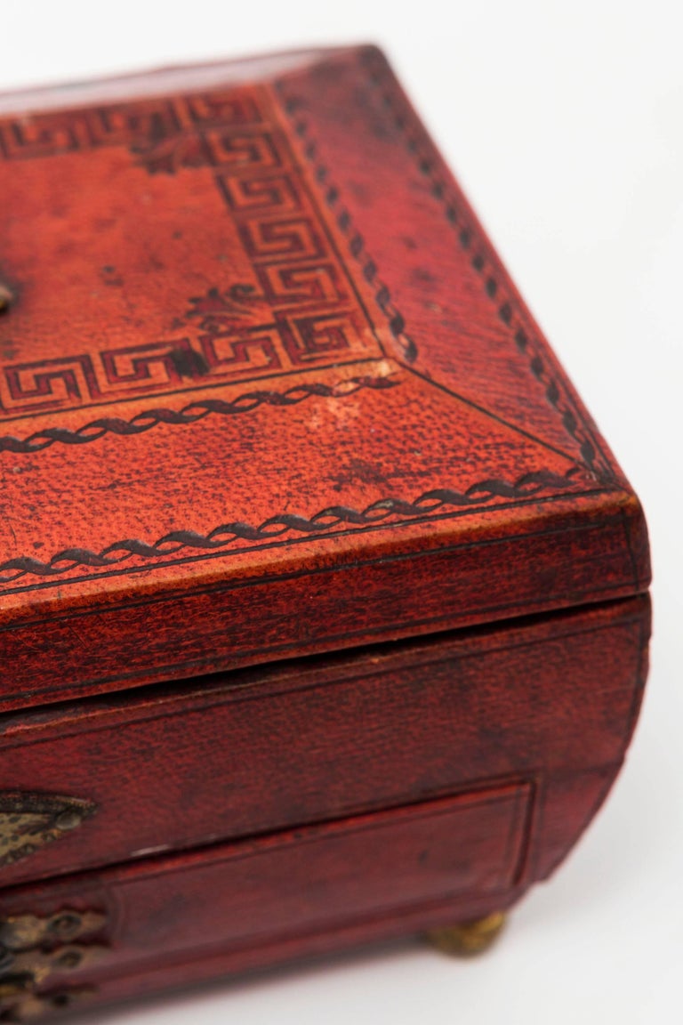 19th Century Georgian Moroccan Red Leather Box For Sale at 1stDibs