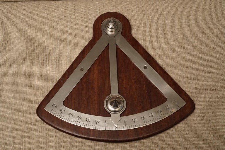 Chrome and Teak Ship's Nautical Clinometer, Midcentury For Sale at 1stdibs