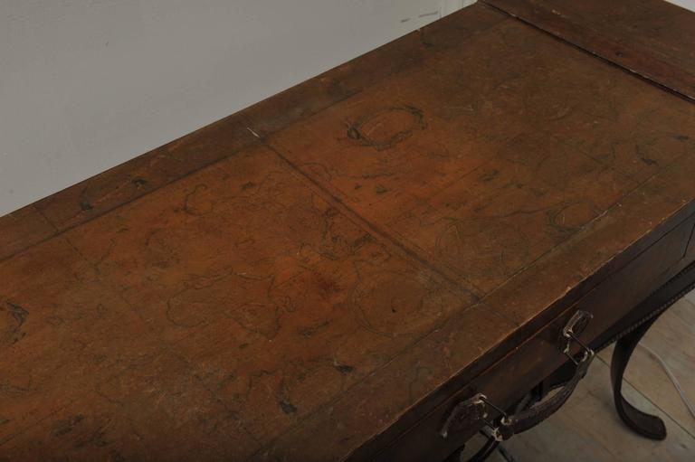 World Map Suitcase Table with Leather Straps and Buckles at 1stDibs ...
