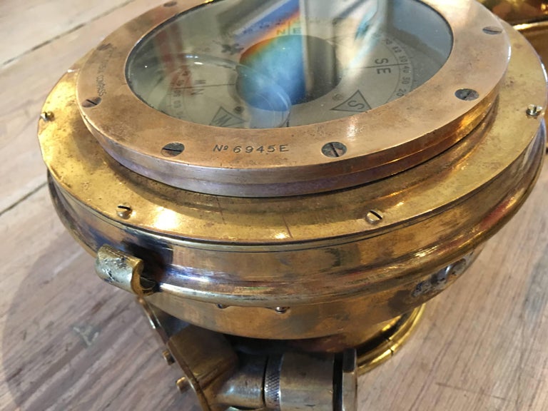 Midcentury Brass Binnacle Compass from a Ship's Lifeboat at 1stDibs