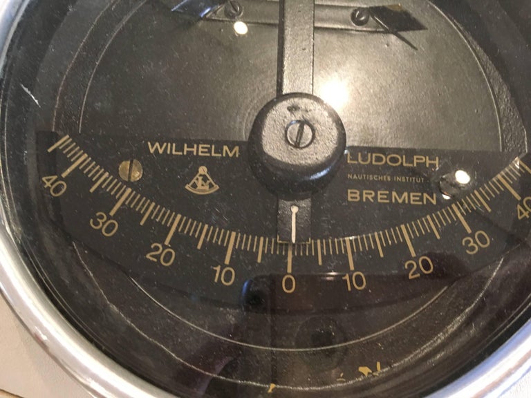 Chrome Nautical Ship's Clinometer, W. Ludolph, 1980s at 1stDibs