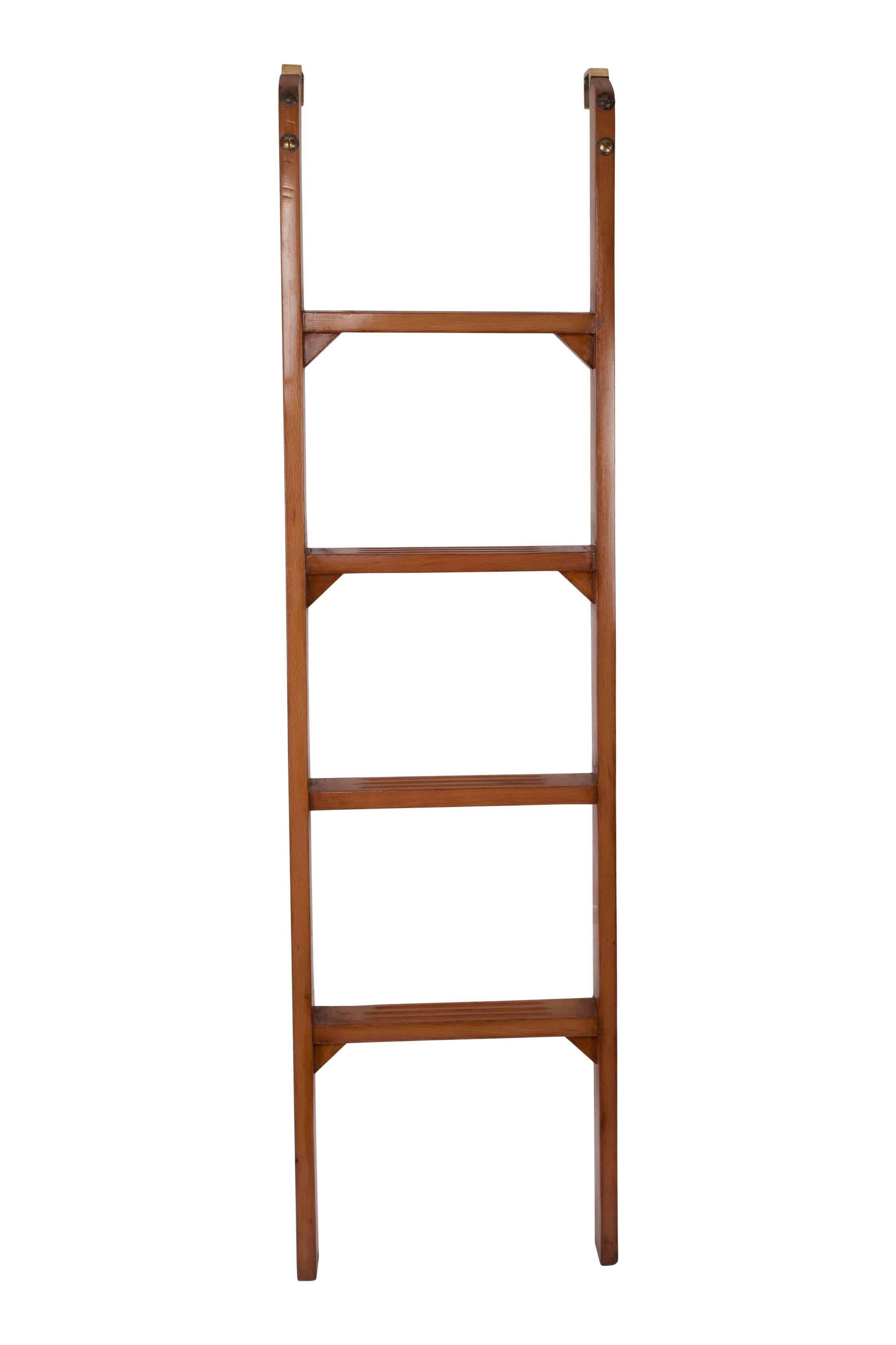 Teak and Brass Ship's Bunk Ladder, 1980s at 1stDibs