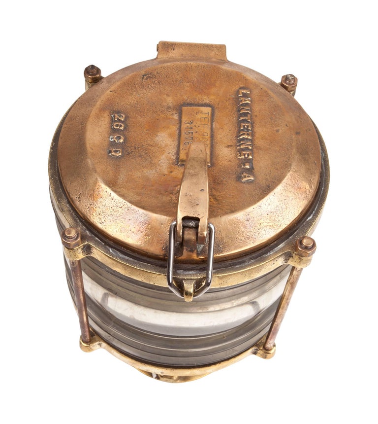 Pair of Brass and Fresnel Lens Nautical Navigation Lights, 1970s at 1stDibs