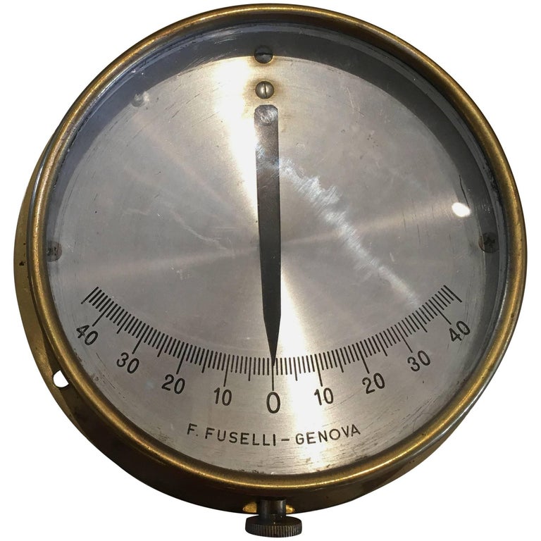 Italian Mid-century Nautical Brass Ship's Clinometer at 1stDibs