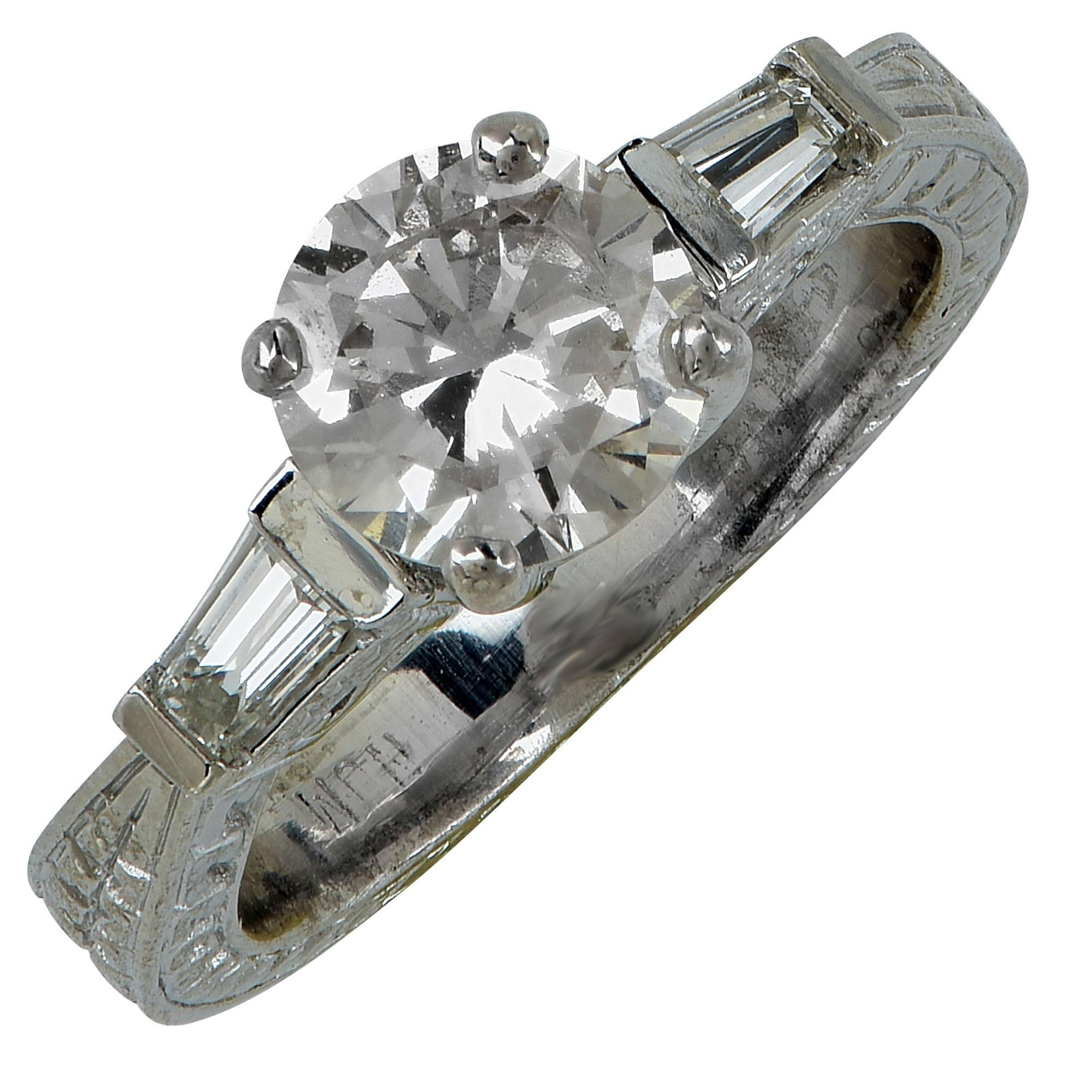 .44 Carat Diamond Platinum Engagement Ring For Sale at 1stDibs | .44 ...