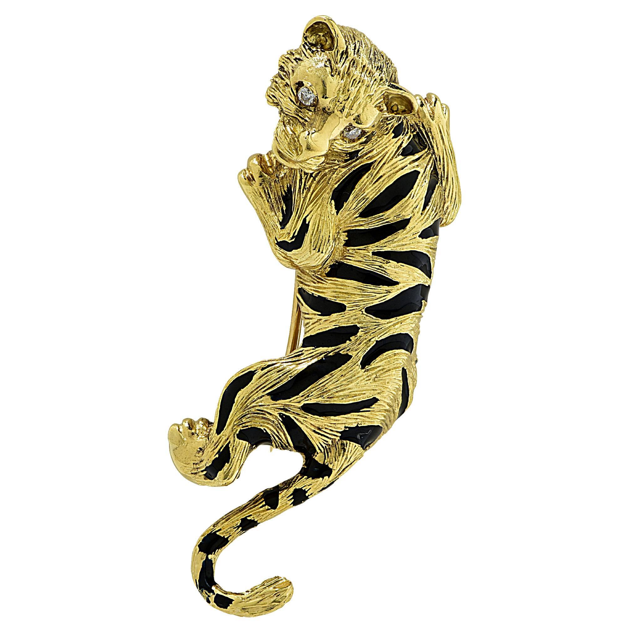Enamel and Diamond Tiger at 1stDibs