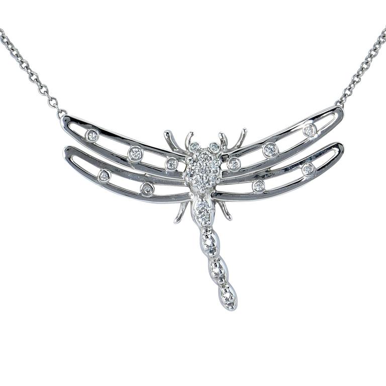 Tiffany and Co. Dragonfly Diamond Platinum Necklace at 1stDibs