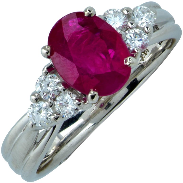 Ruby and Diamond Engagement Ring at 1stDibs
