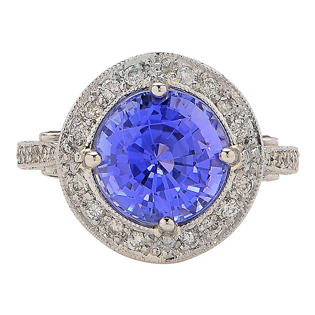 5.36 Carat Color-Change Sapphire Diamond Platinum Ring at 1stDibs