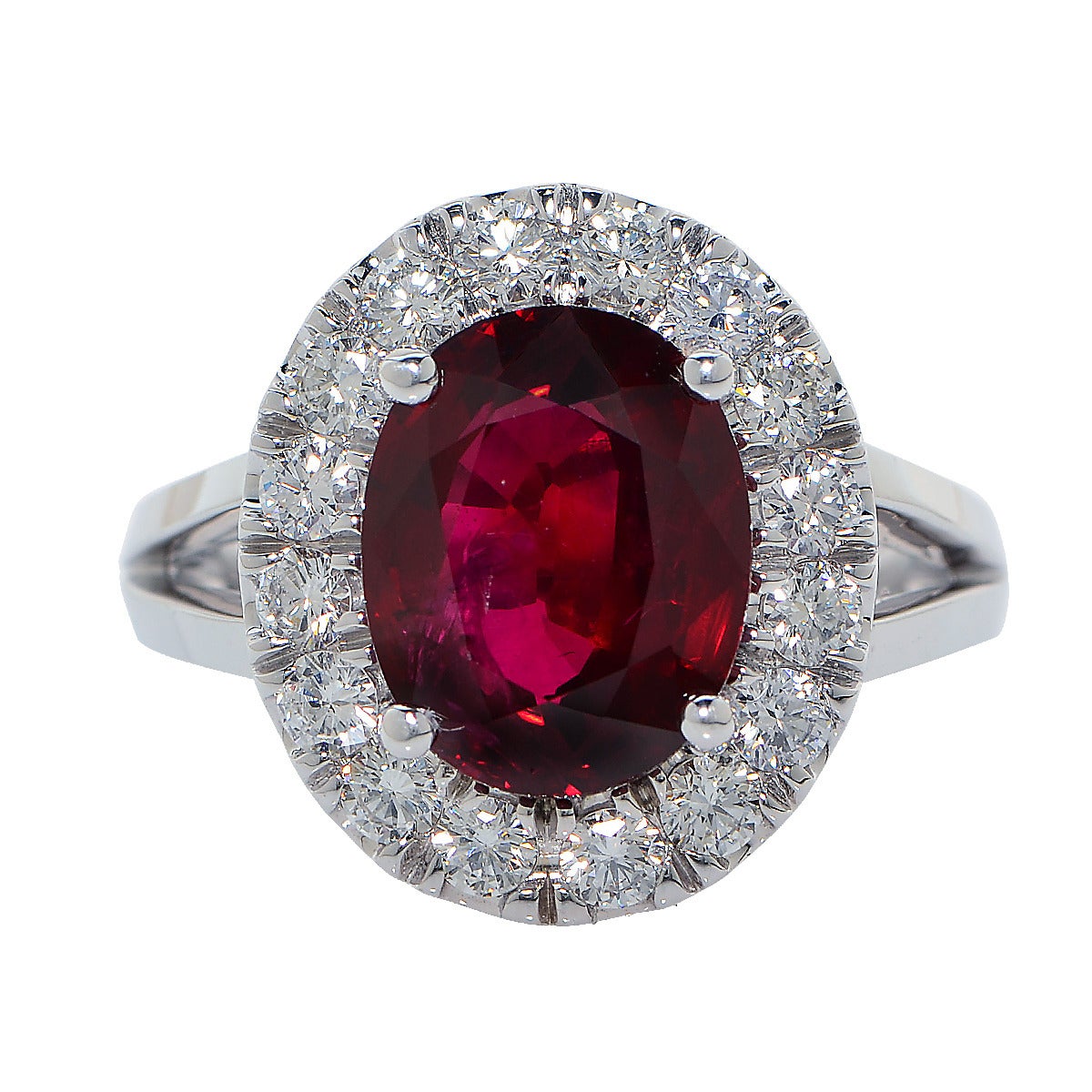 5.52 Carat Ruby Diamond Platinum Ring at 1stDibs