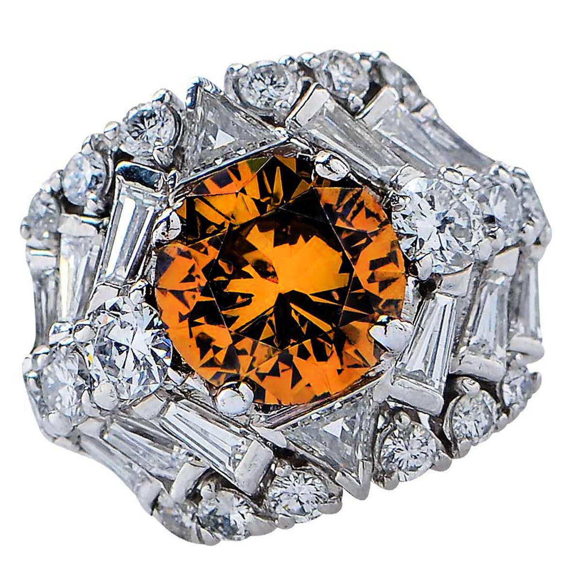 2.68 Carat Natural Color Diamond Platinum Ring For Sale at 1stdibs