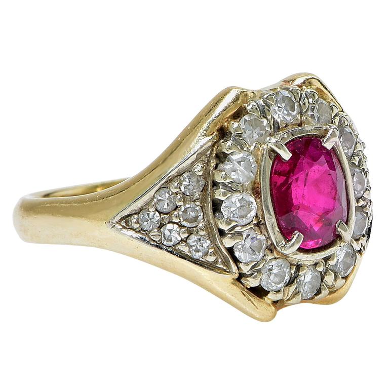 1 Carat Burma Ruby and Diamond Ring at 1stDibs | 1 carat burmese ruby ...