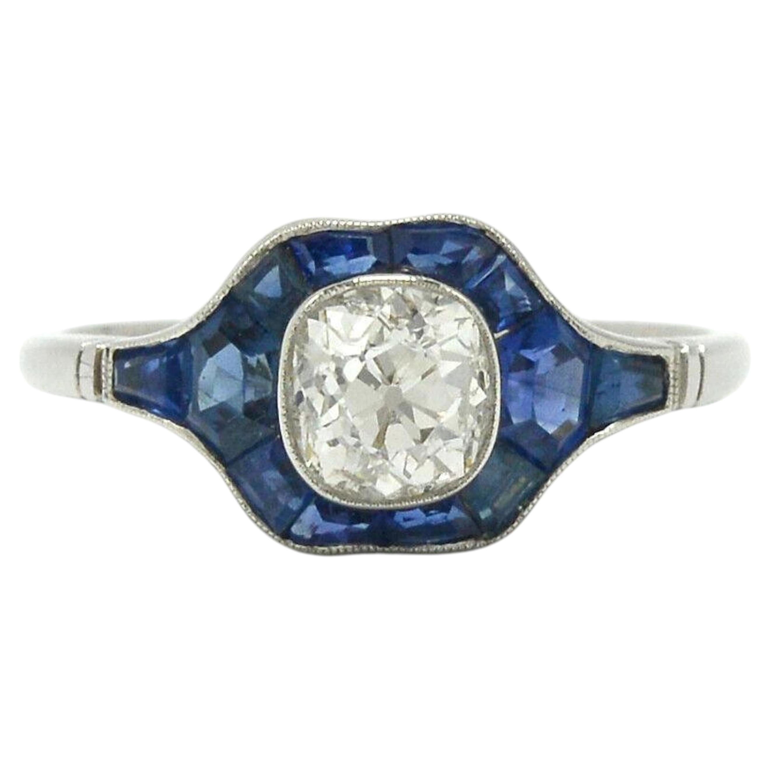 Antique Platinum, Edwardian Sapphire and Diamond Rectangular Shaped ...