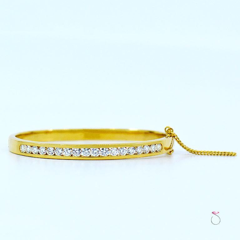 18 Karat Yellow Gold Diamond Bangle Bracelet, 2.17 Carat For Sale at ...