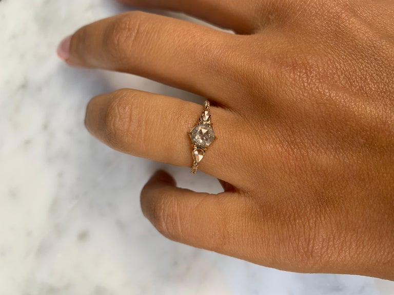 Rachel Boston 18ct Yellow Gold and Hexagon Rose Cut Imperfect Diamond ...