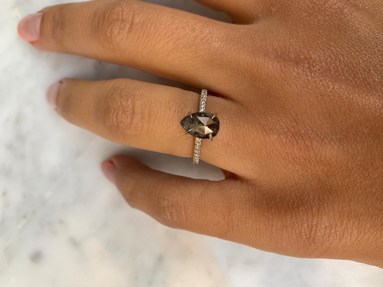 Rachel Boston 18ct White Gold and Shield Cut Imperfect Diamond Ring For ...