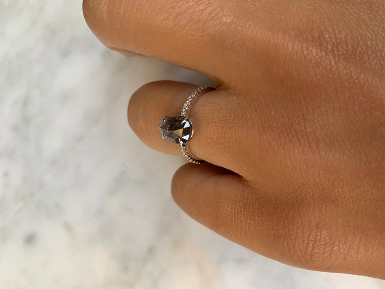 Rachel Boston 18ct White Gold and Shield Cut Imperfect Diamond Ring For ...