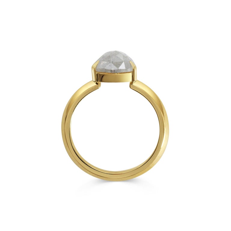 Rachel Boston 18ct Yellow Gold and Pear Rose Cut Imperfect Diamond Ring ...