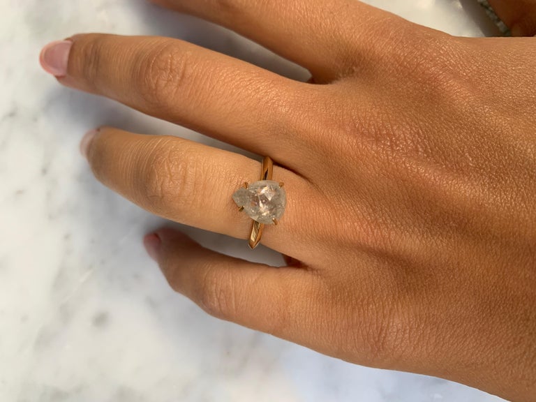 Rachel Boston 18ct Yellow Gold and Pear Rose Cut Imperfect Diamond Ring ...