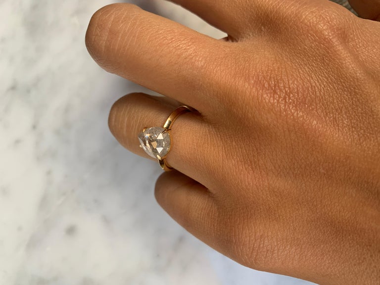 Rachel Boston 18ct Yellow Gold and Pear Rose Cut Imperfect Diamond Ring ...
