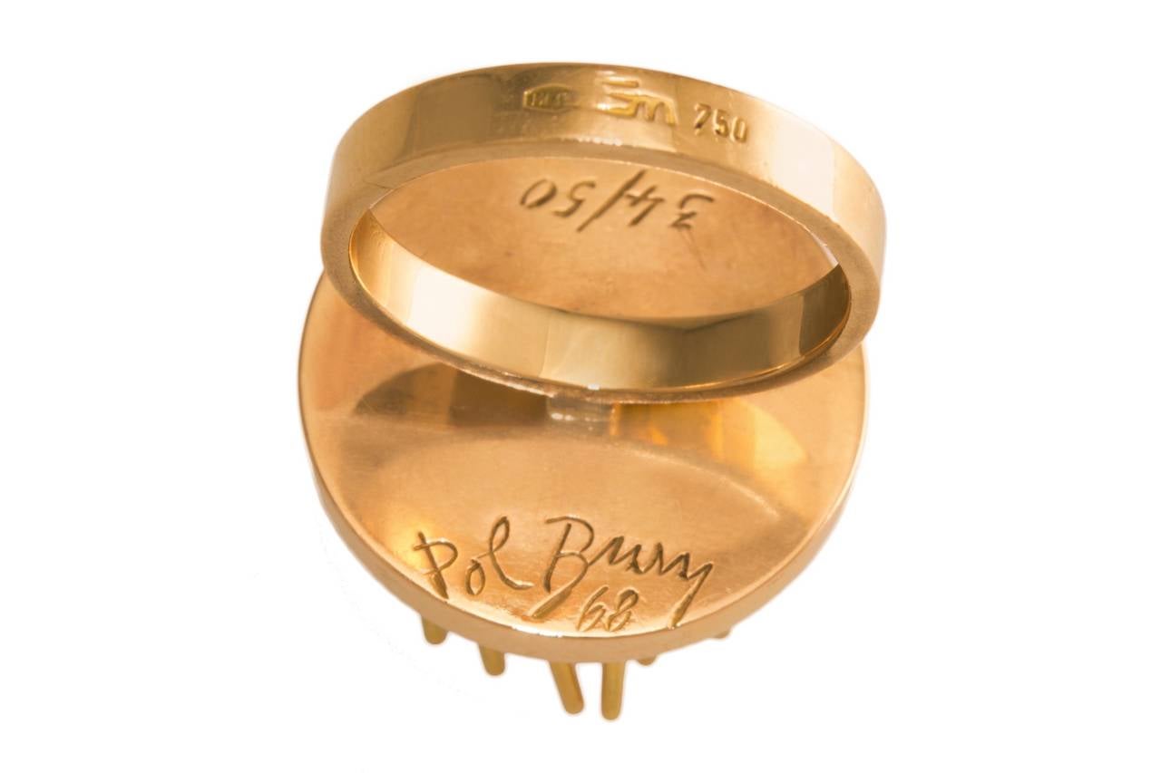 1960s Pol Bury Gold Kinetic "Brush" Ring at 1stDibs | pol bury jewelry ...