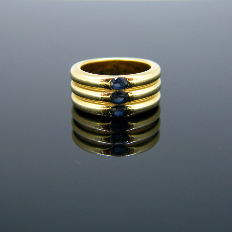 Cartier Ellipse Sapphire Yellow Gold Triple Stack Band Ring at 1stDibs ...