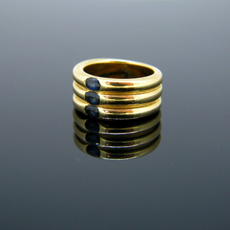Cartier Ellipse Sapphire Yellow Gold Triple Stack Band Ring at 1stDibs ...