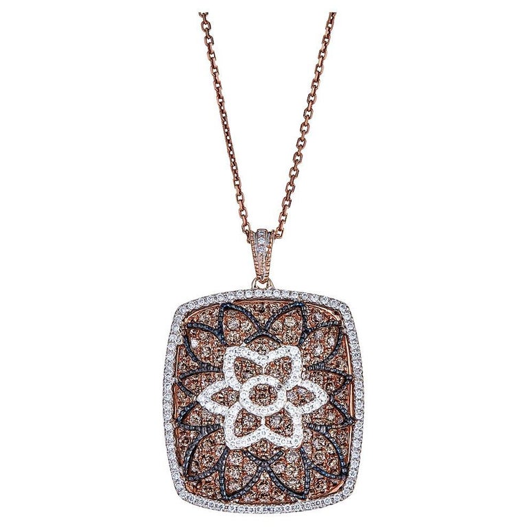 Gregg Collier pendentif carré design en or rose 18 carats avec diamants ...