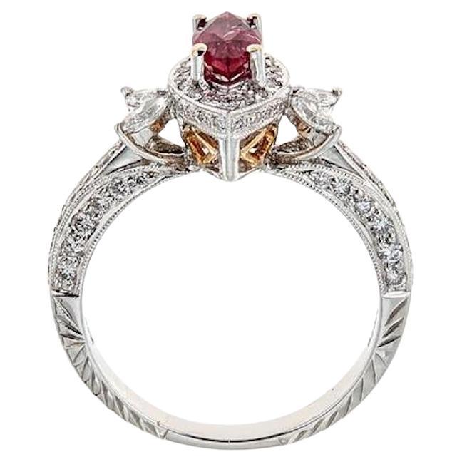 0.60 tcw Marquise Cut Ruby and diamond accent Engagement ring 18k White ...