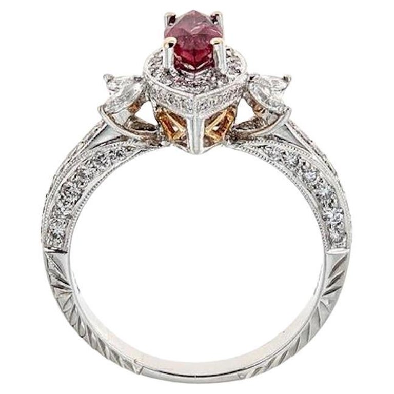 0.60 tcw Marquise Cut Ruby and diamond accent Engagement ring 18k White ...