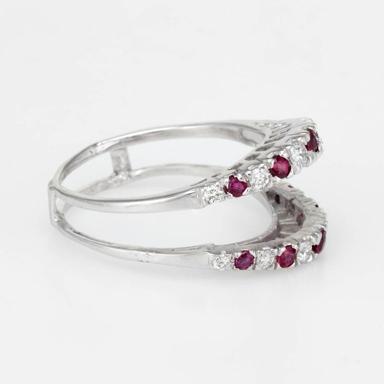 Diamond Ruby Wedding Ring Guard Wrap 14 Karat White Gold at 1stdibs