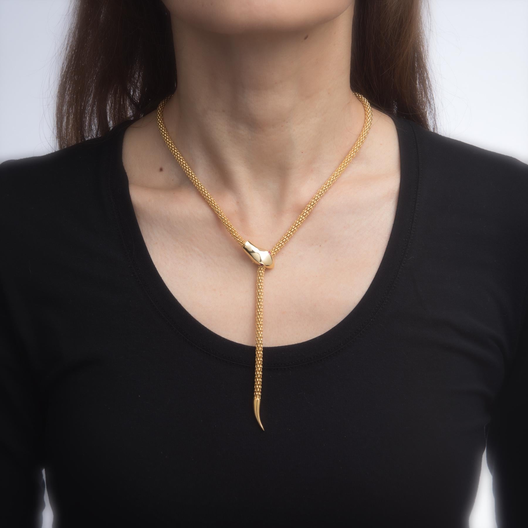 Vintage Snake Slide Necklace 14 Karat Gold Adjustable Estate Fine ...