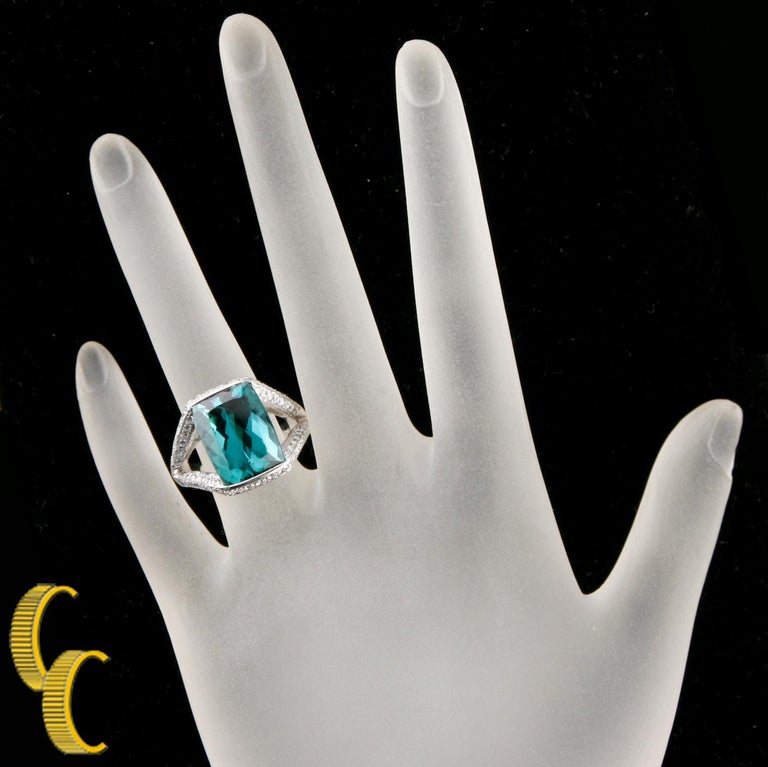 9.00 Carat Indicolite Tourmaline and Diamond 18 Karat White Gold Ladies ...