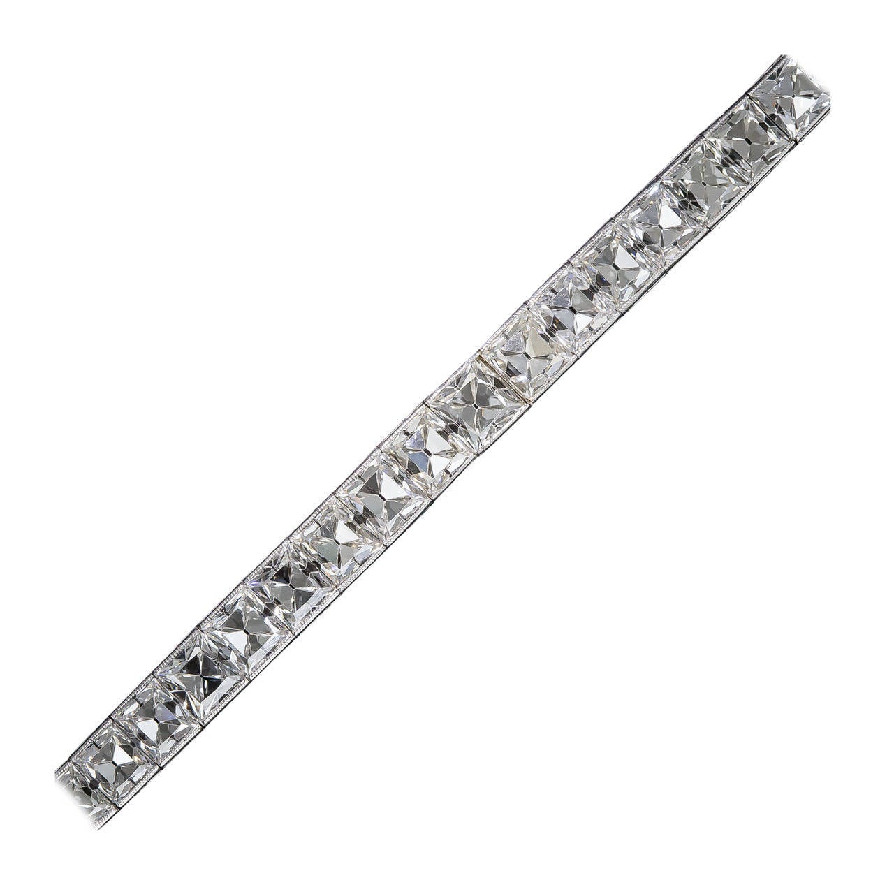 Tiffany And Co 1920s 23 Carat French Cut Diamond Platinum Straight