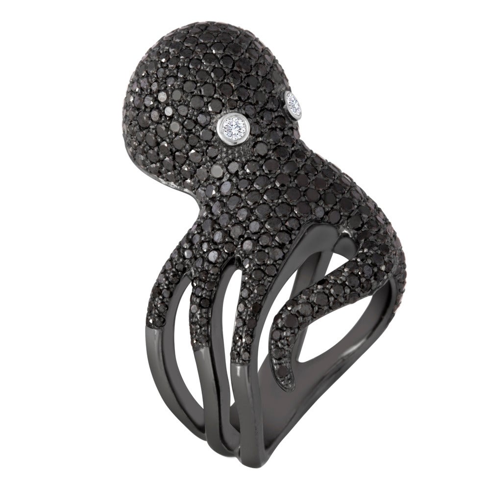 Black Diamond Octopus Ring at 1stDibs