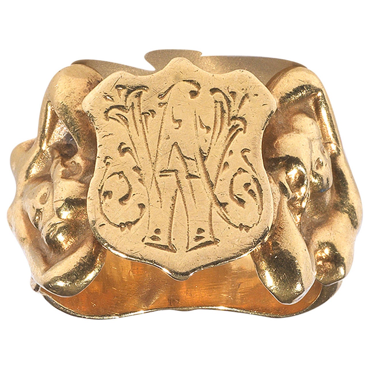 Art Nouveau Gold Signet Ring at 1stDibs