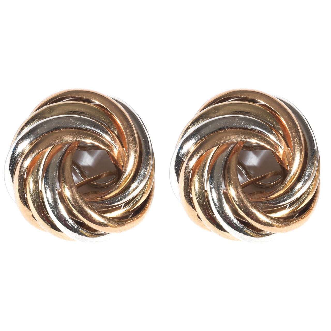 Cartier Trinity Tricolor Gold Knot Earrings at 1stDibs