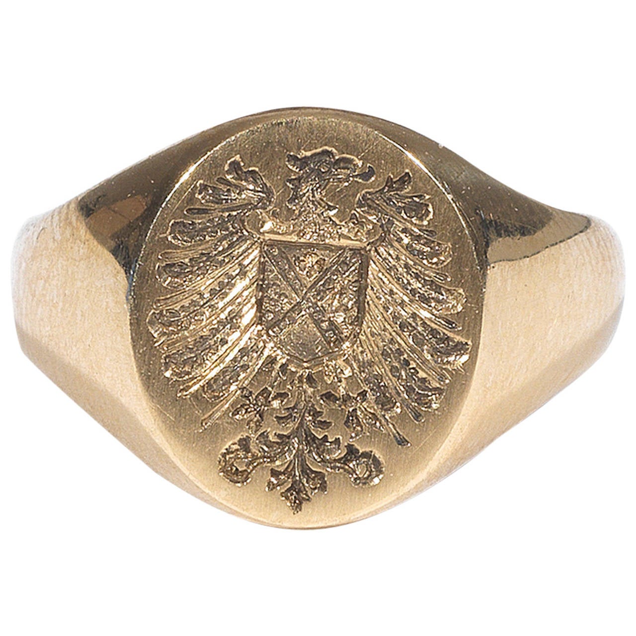Yellow Gold Eagle Signet Ring at 1stDibs