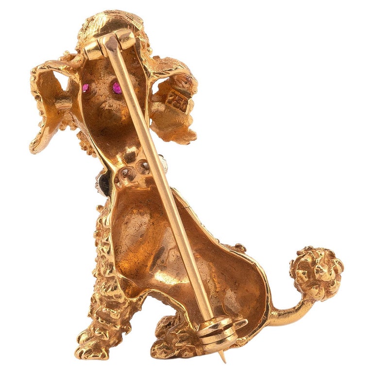 Gold Novelty Poodle Brooch Circa 1970 For Sale at 1stDibs