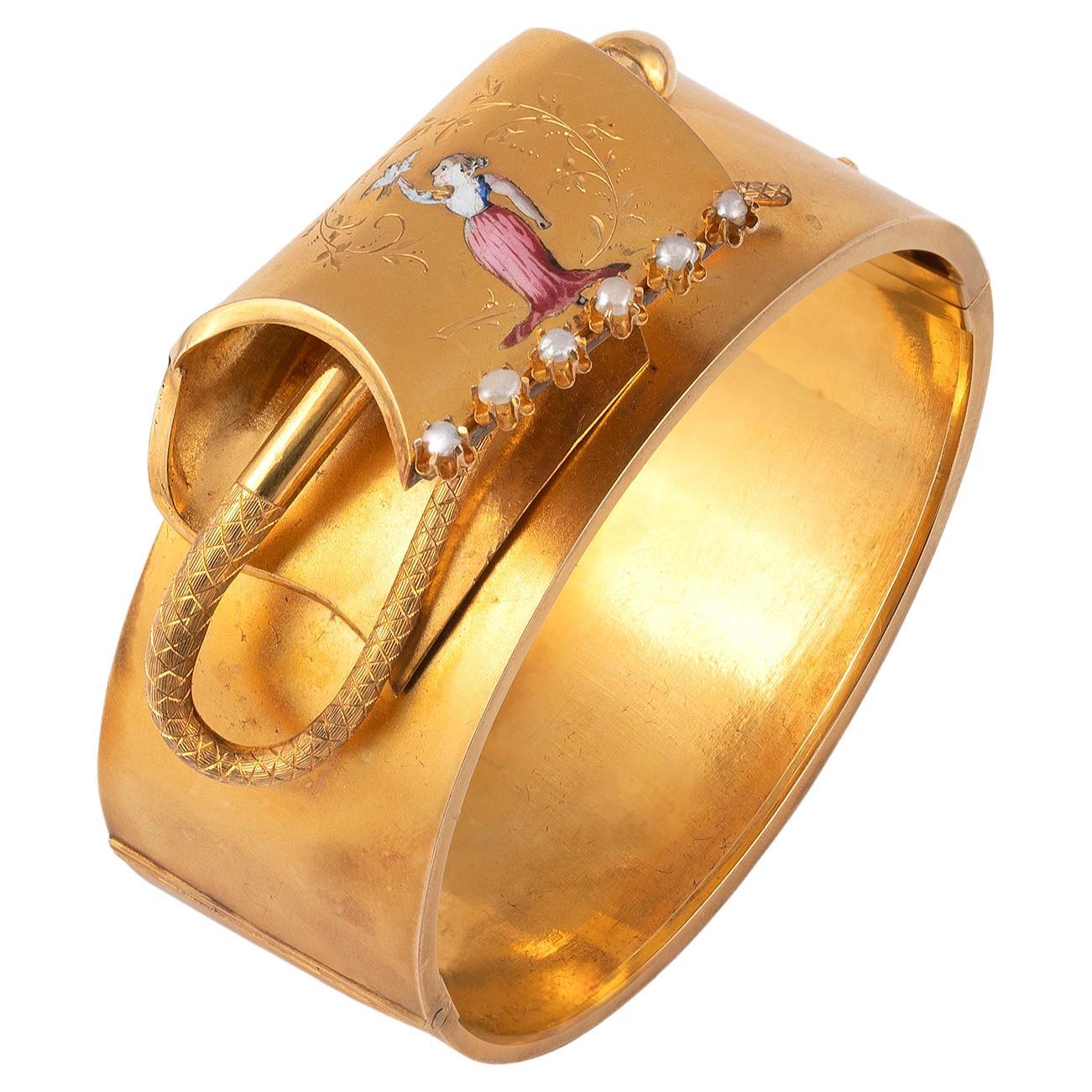 19th Century Indian Rare Repousse Mythological Bird Kada Bangle ...