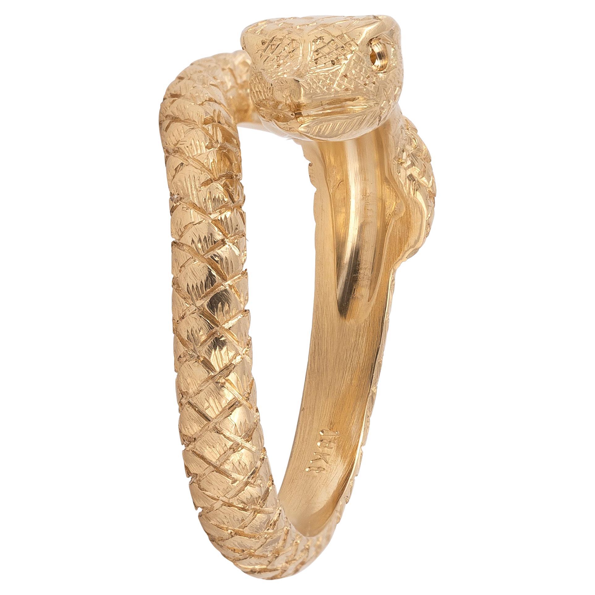 Antique Yellow Gold Snake Ring For Sale at 1stDibs