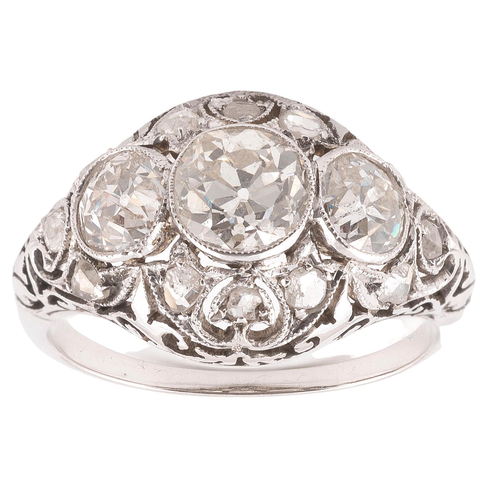 Art Deco Style Diamond 18Kt Gold Ring For Sale at 1stDibs