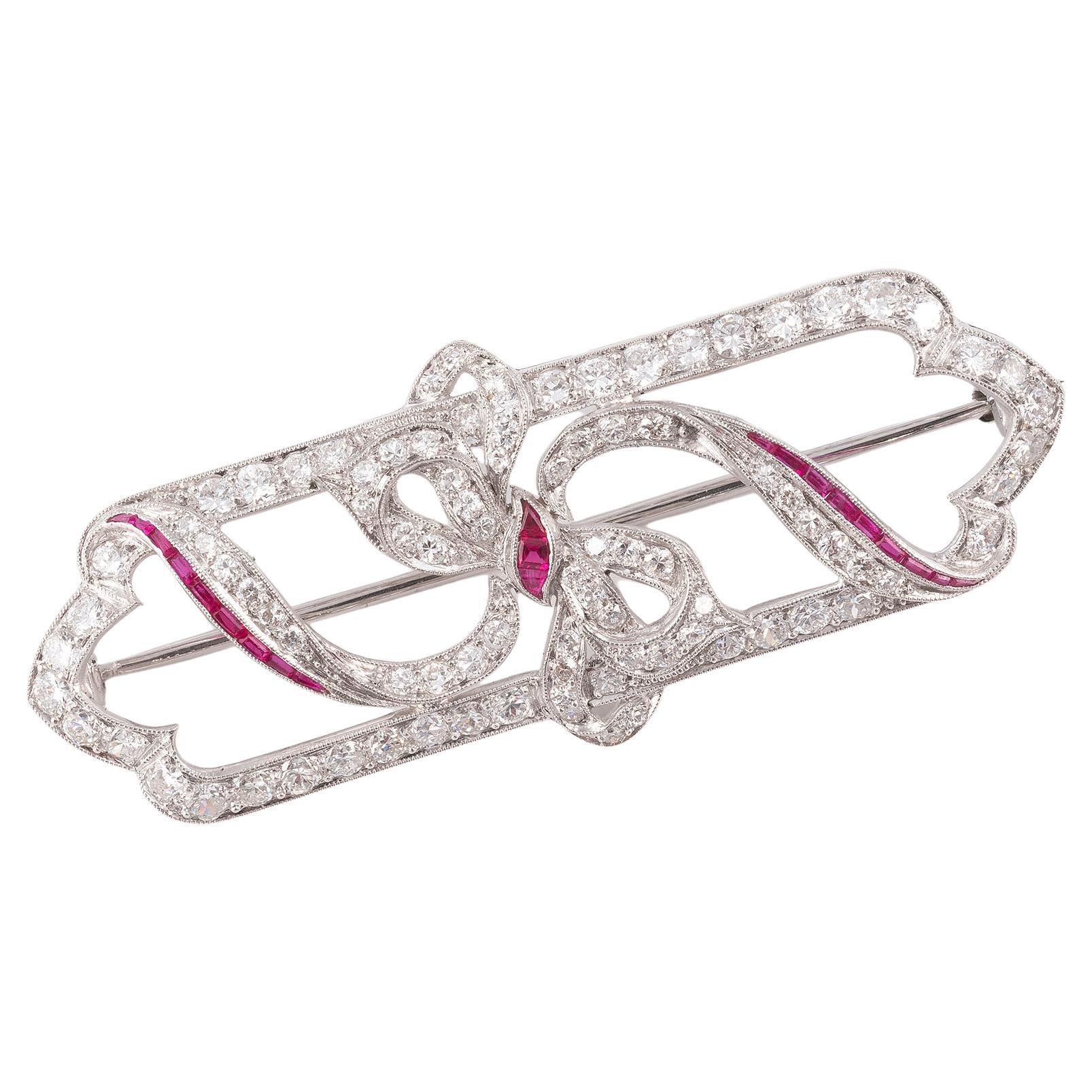 Diamond and Ruby Brooch at 1stDibs