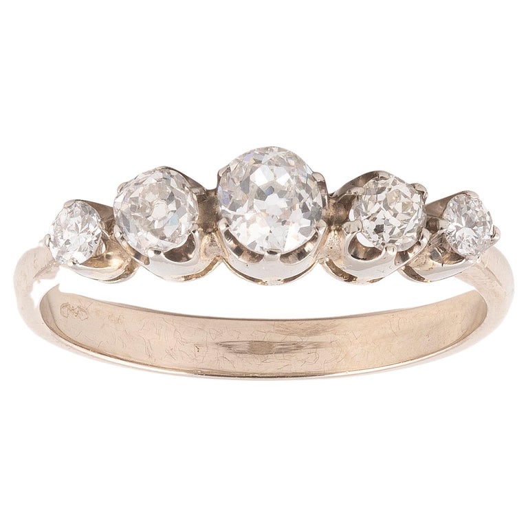 18kt White Gold Diamond Five-Stone Ring at 1stDibs