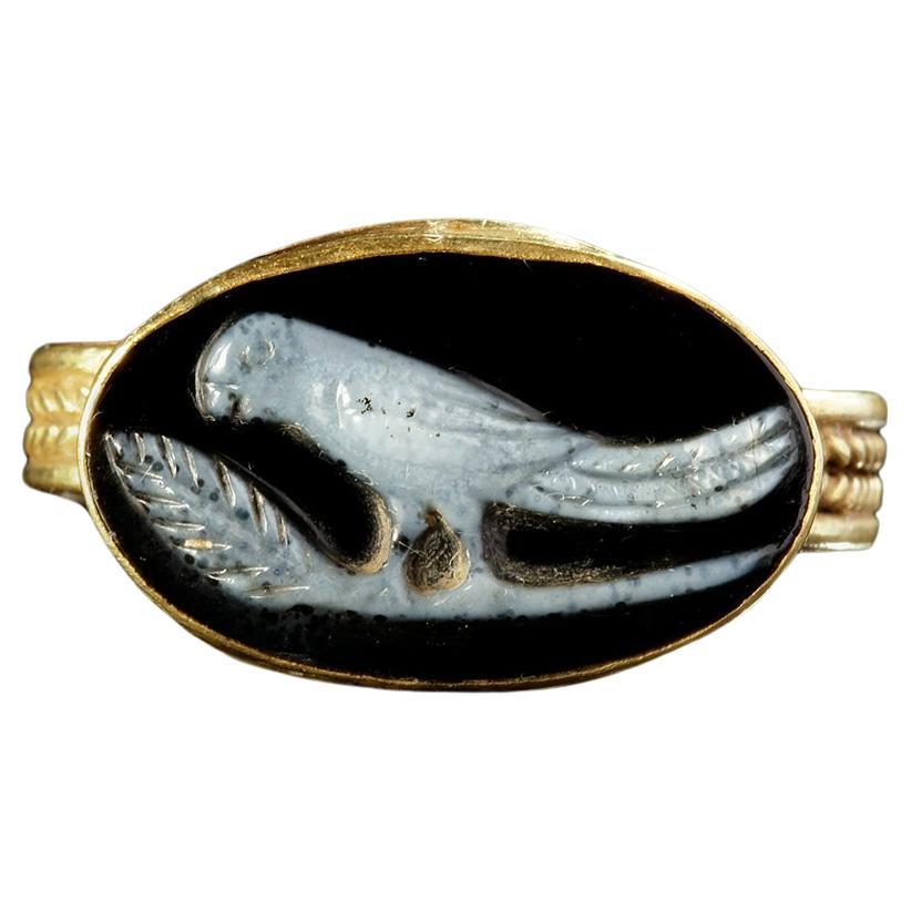 Antique Roman 24K Gold Ring with Nicolo Intaglio of a Warrior (Circa ...