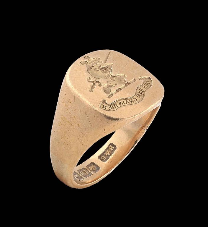 1920s English Gold Engraved Crest Signet Ring at 1stDibs | english ...