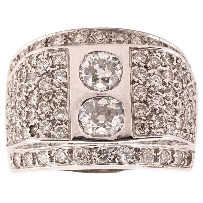 Two-Stone Diamond Cocktail Ring, circa 1940 For Sale at 1stDibs